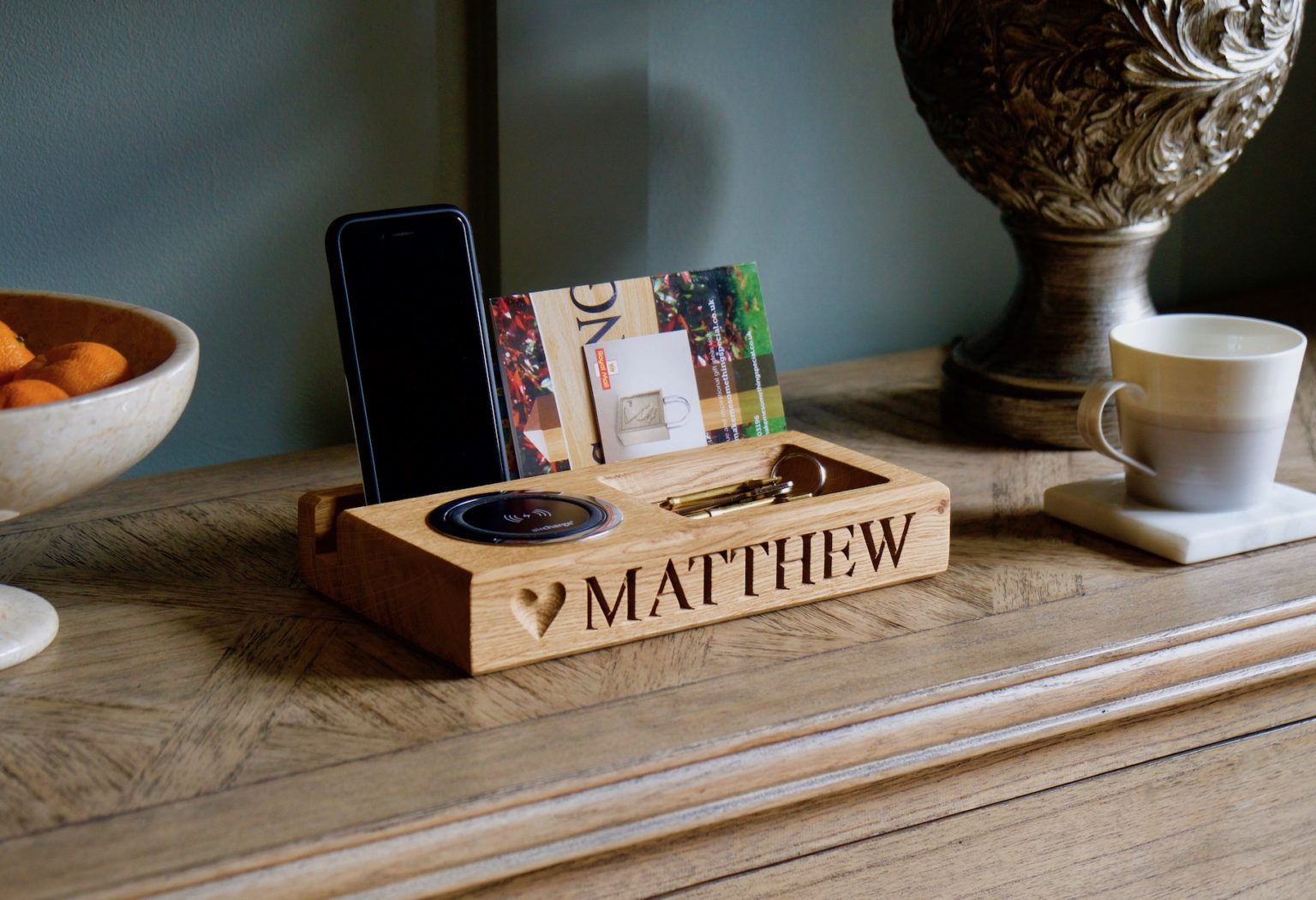 Wooden Wireless Smartphone Charger | MakeMeSomethingSpecial.com