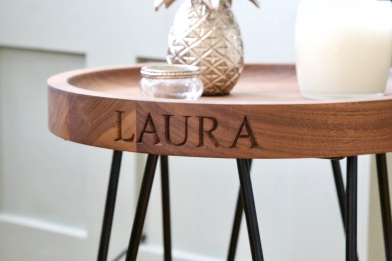 Retro Round Oak Lamp Table | MakeMeSomethingSpecial.com
