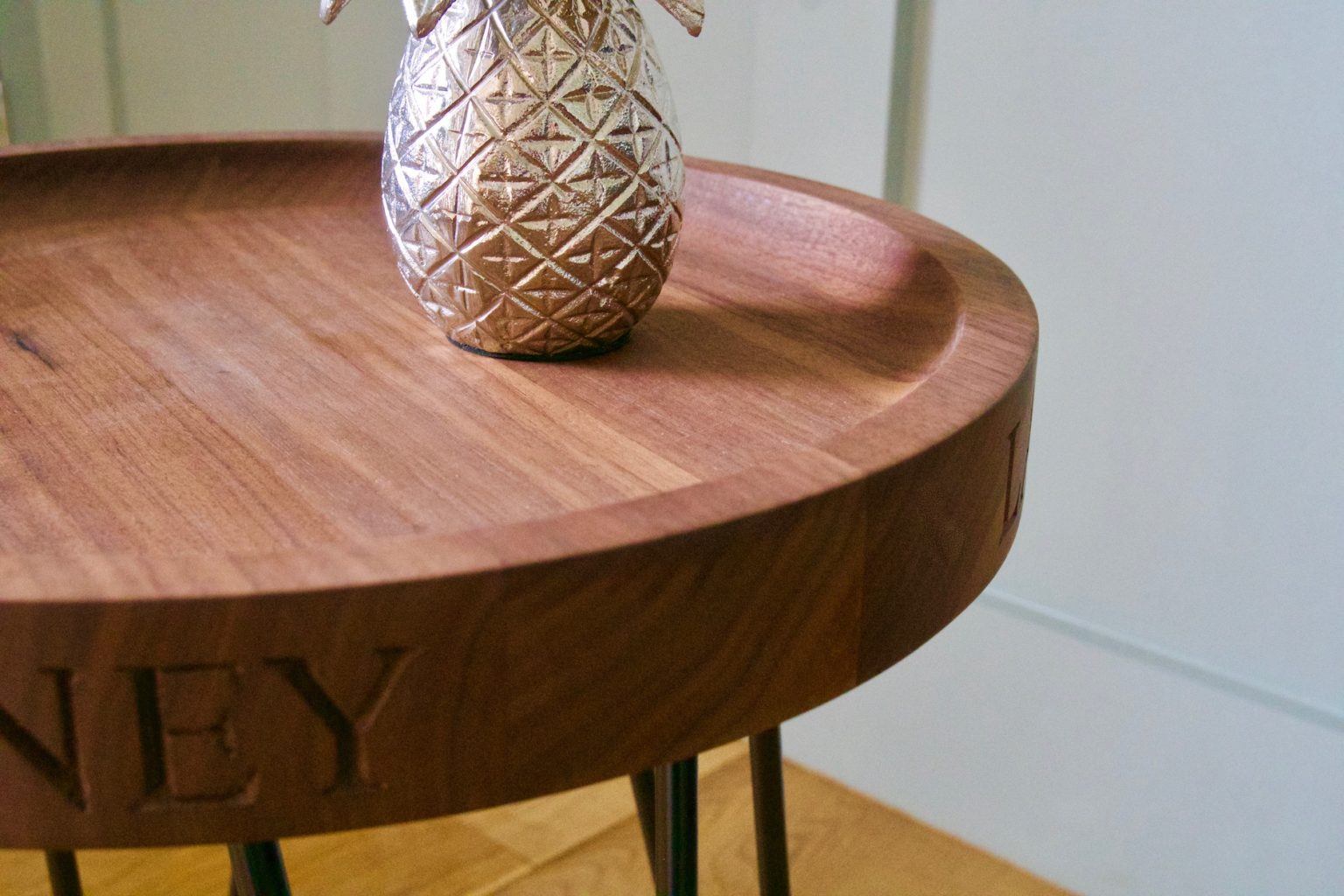 Retro Round Oak Lamp Table | MakeMeSomethingSpecial.com