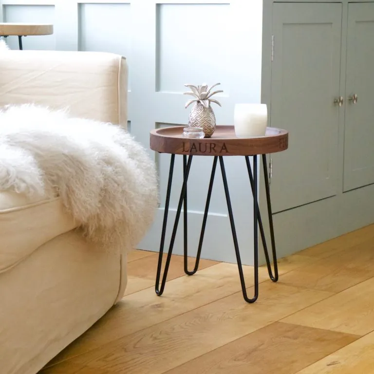Retro Round Oak Lamp Table | MakeMeSomethingSpecial.com