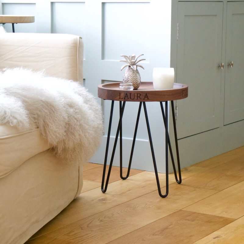 Retro Round Oak Lamp Table | MakeMeSomethingSpecial.com