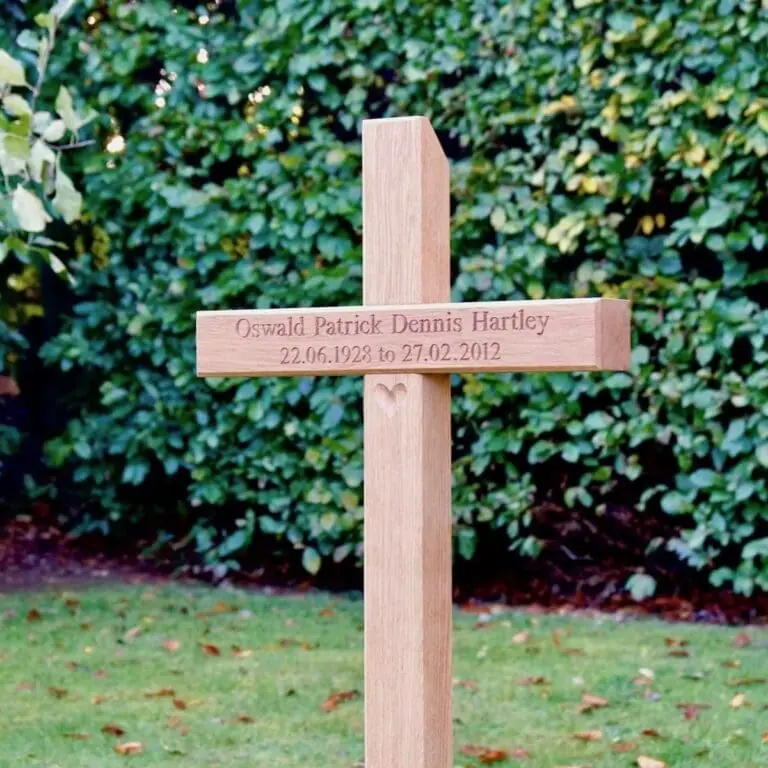 Engraved Wooden Memorial Cross | MakeMeSomethingSpecial.com
