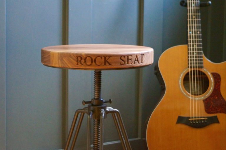 Engraved Wooden and Metal Swivel Stool - MakeMeSomethingSpecial.com