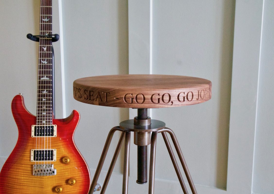 Engraved Wooden and Metal Swivel Stool - MakeMeSomethingSpecial.com