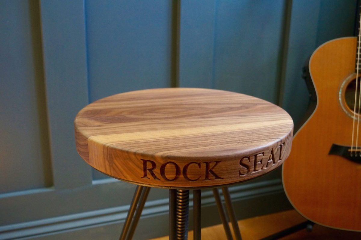 Engraved Wooden and Metal Swivel Stool - MakeMeSomethingSpecial.com