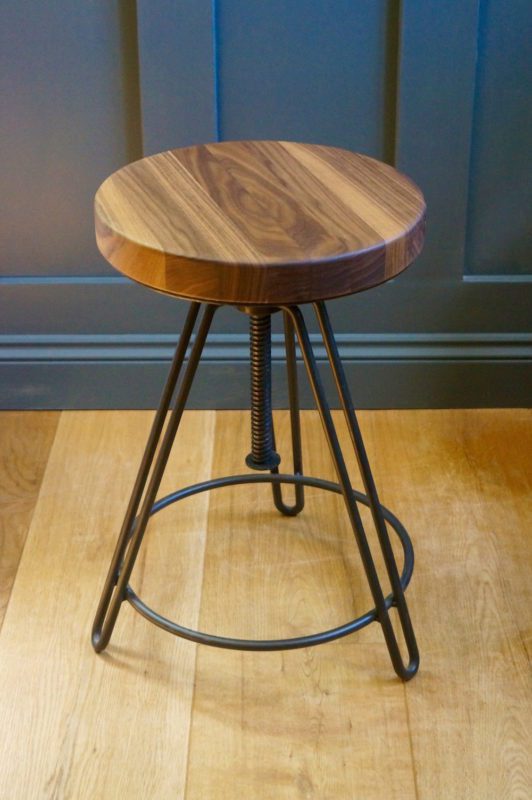 Engraved Wooden and Metal Swivel Stool - MakeMeSomethingSpecial.com