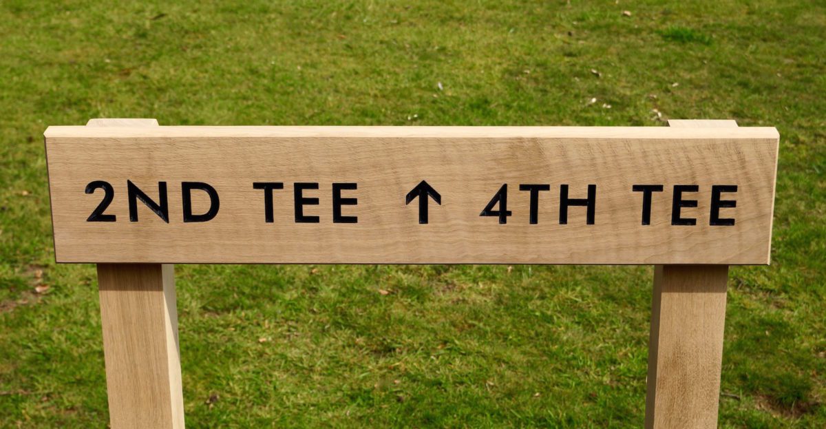 Engraved Oak Golf Course Signs | MakeMeSomethingSpecial.com