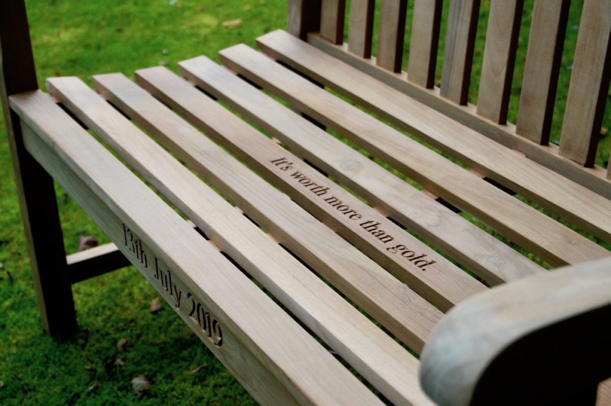 Engraved Wooden Garden Bench | MakeMeSomethingSpecial.com