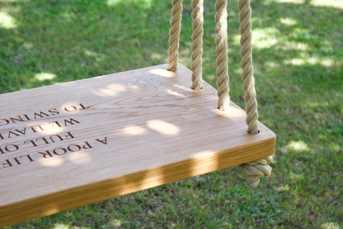 Large Engraved Oak Porch Swing | MakeMeSomethingSpecial.com