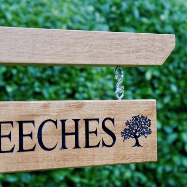 Engraved Oak Hanging Sign on Post | MakeMeSomethingSpecial.com