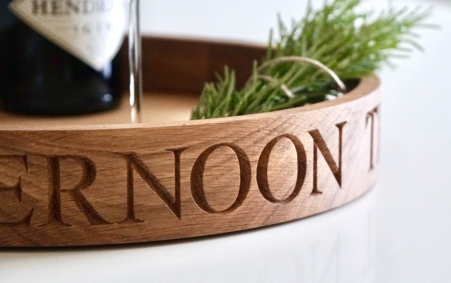 Personalised Round Oak Butlers Tray | MakeMeSomethingSpecial.com