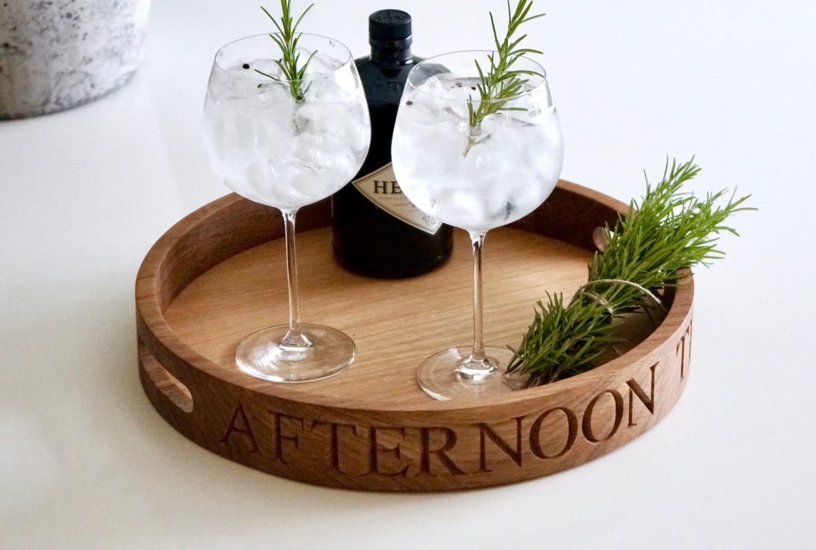 Personalised Round Oak Butlers Tray | MakeMeSomethingSpecial.com