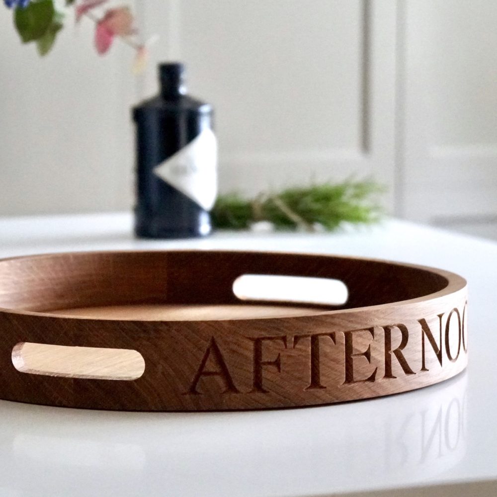 Personalised Round Oak Butlers Tray | MakeMeSomethingSpecial.com