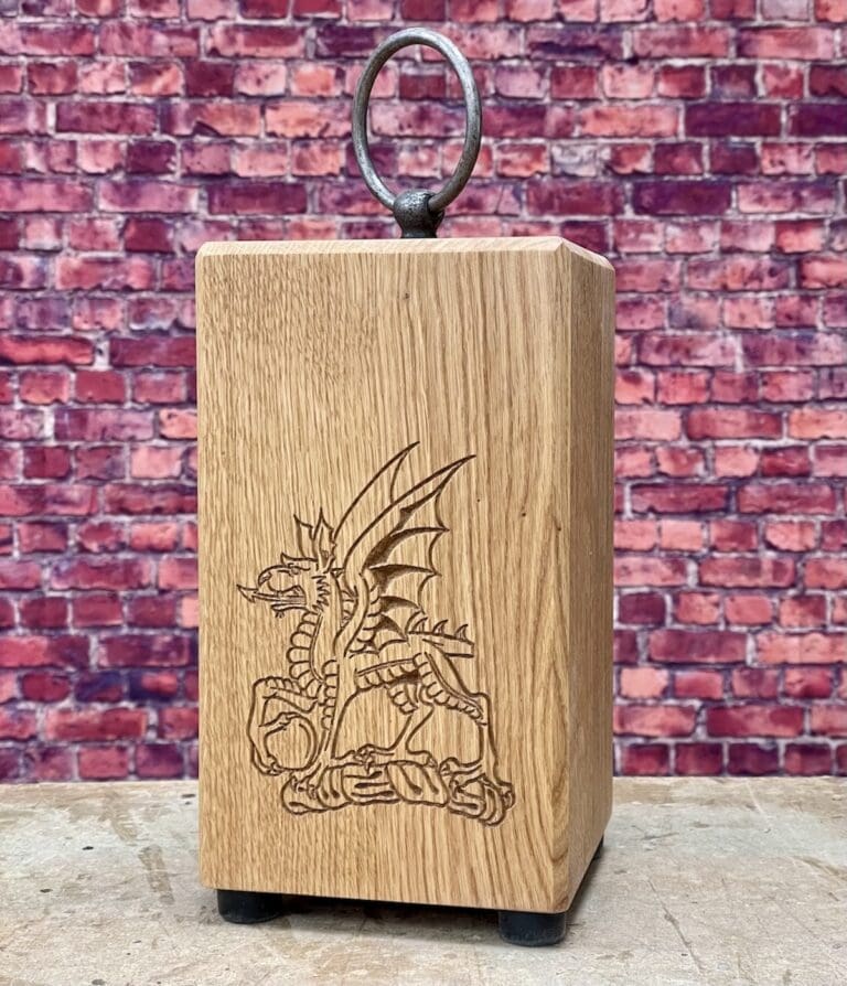 Flawless Engraved Oak Doorstops | MakeMeSomethingSpecial.com