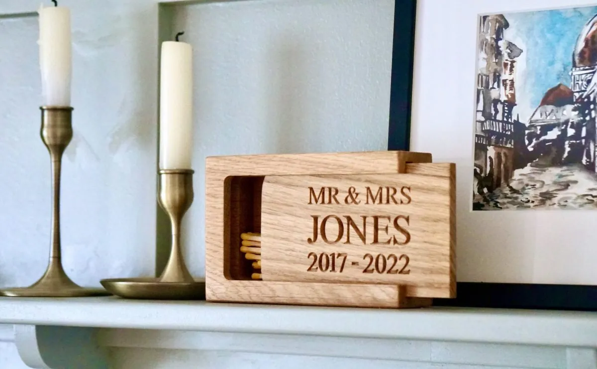 Engraved Wooden Matchstick Box | MakeMeSomethingSpecial.com
