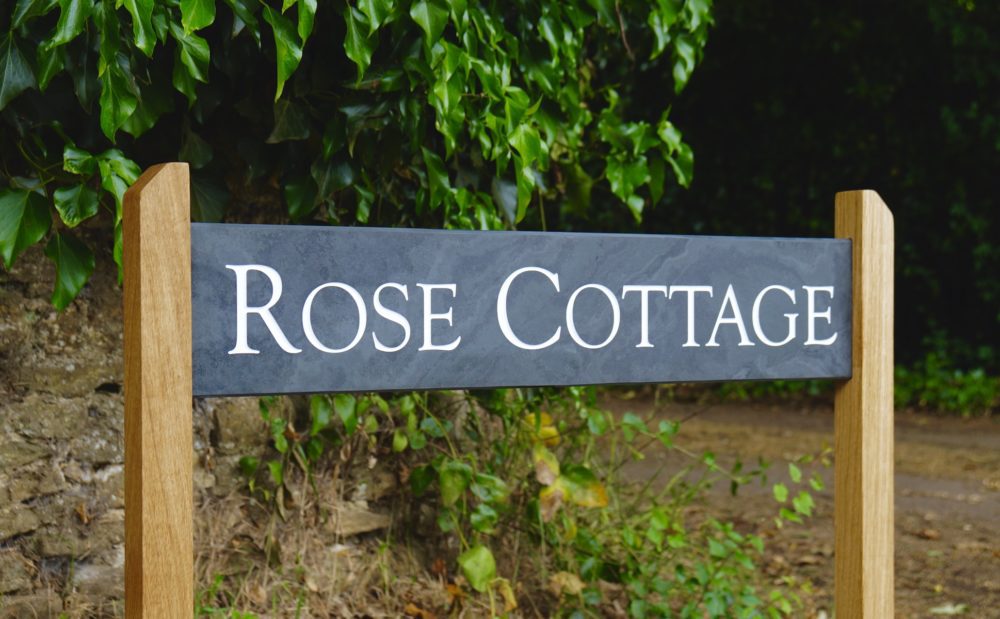 Engraved Slate Sign on Posts | MakeMeSomethingSpecial.com