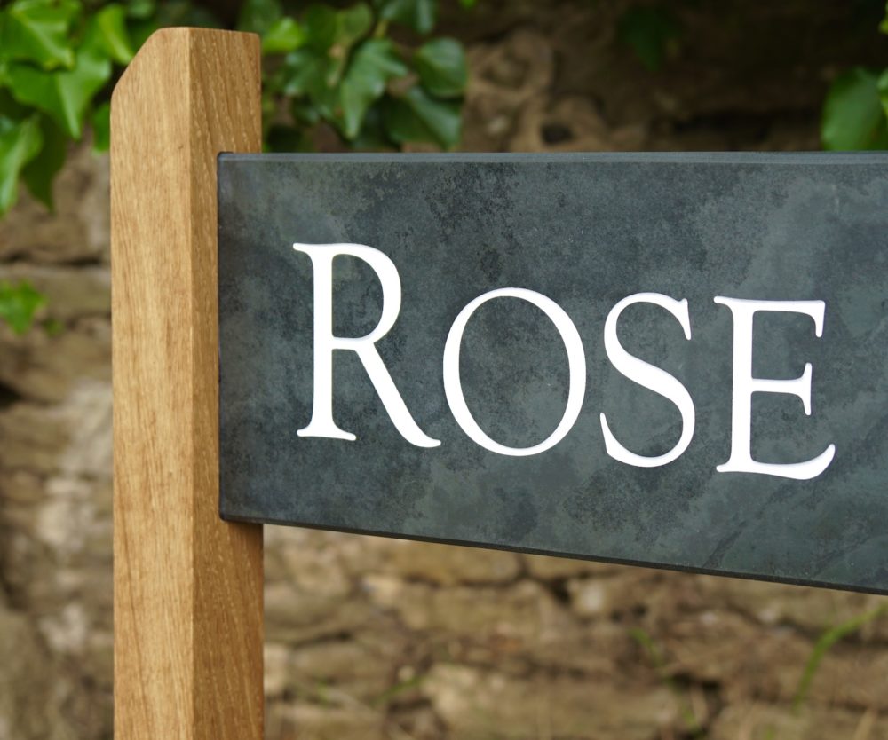 Engraved Slate Sign on Posts | MakeMeSomethingSpecial.com